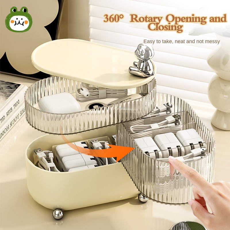 Data Cable Tidy-up Storage Box Desktop Sundries Storage Box 360 ...