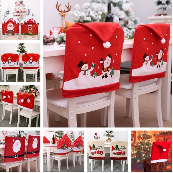 Christmas chair cover Santa Claus Christmas style high elastic seat ...