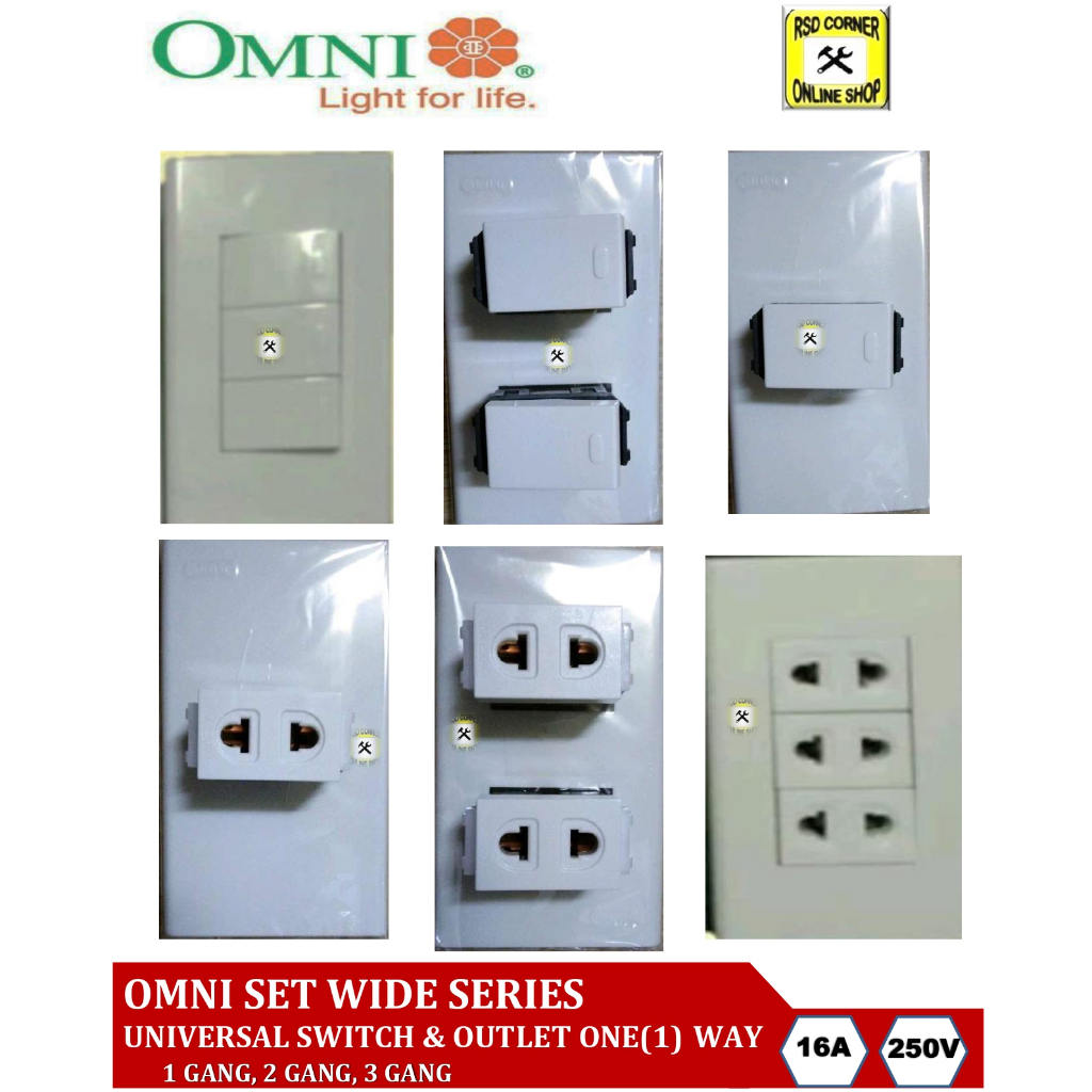 OMNI SET WIDE SERIES ONE WAY SWITCH/ UNIVERSAL OUTLET (1 2 3 GANG) 16A ...