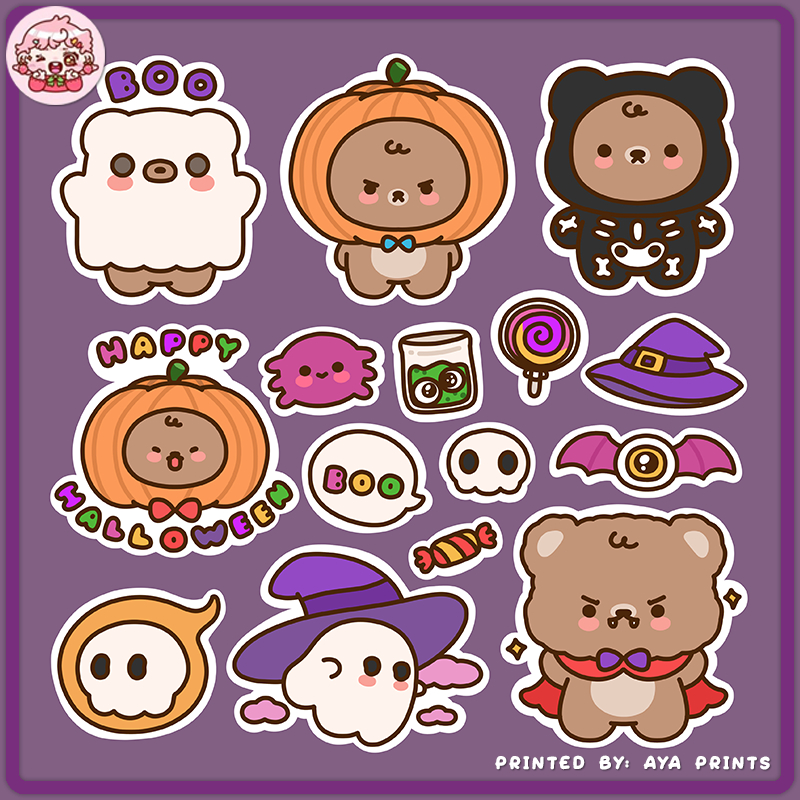 Spooktacular Halloween Bear Sticker Set - 2 Adorable Designs by Satchi ...