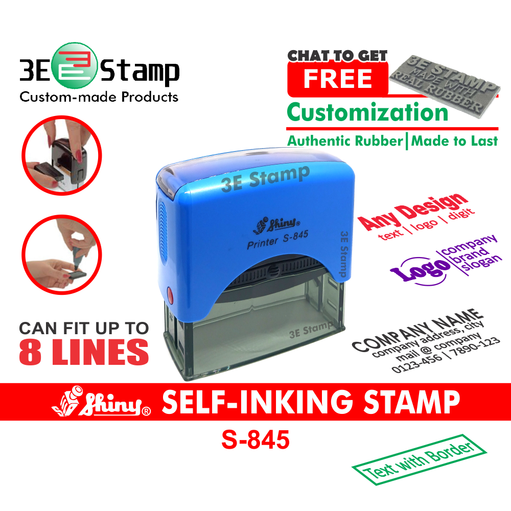 3E STAMP Shiny 845 / S845 / S-845 Self inking Stamp for Personalized Office Stamp | Shopee ...