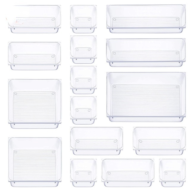 16-pcs Set Acrylic Drawer Organizer Desk Organizer Drawer Divider ...