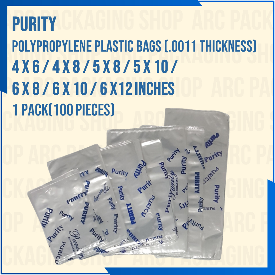 Purity Polypropylene PP Plastic Bags .0011 (4x6/4x8/5x8/5x10/5x12/6x8 ...