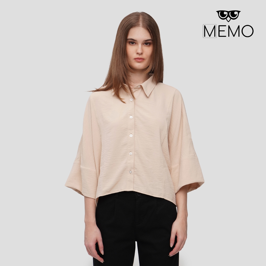 Memo Drop Shoulder Shirt For Women (Khaki) | Shopee Philippines