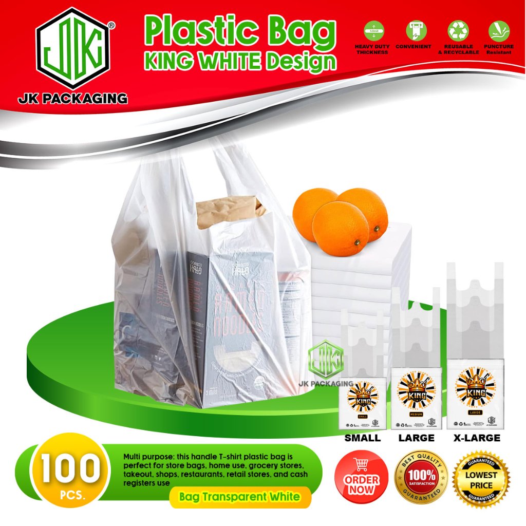 Kingwhite White Plastic Sando Bag [ 50 PCS. ] (JK PACKAGING Brand ...