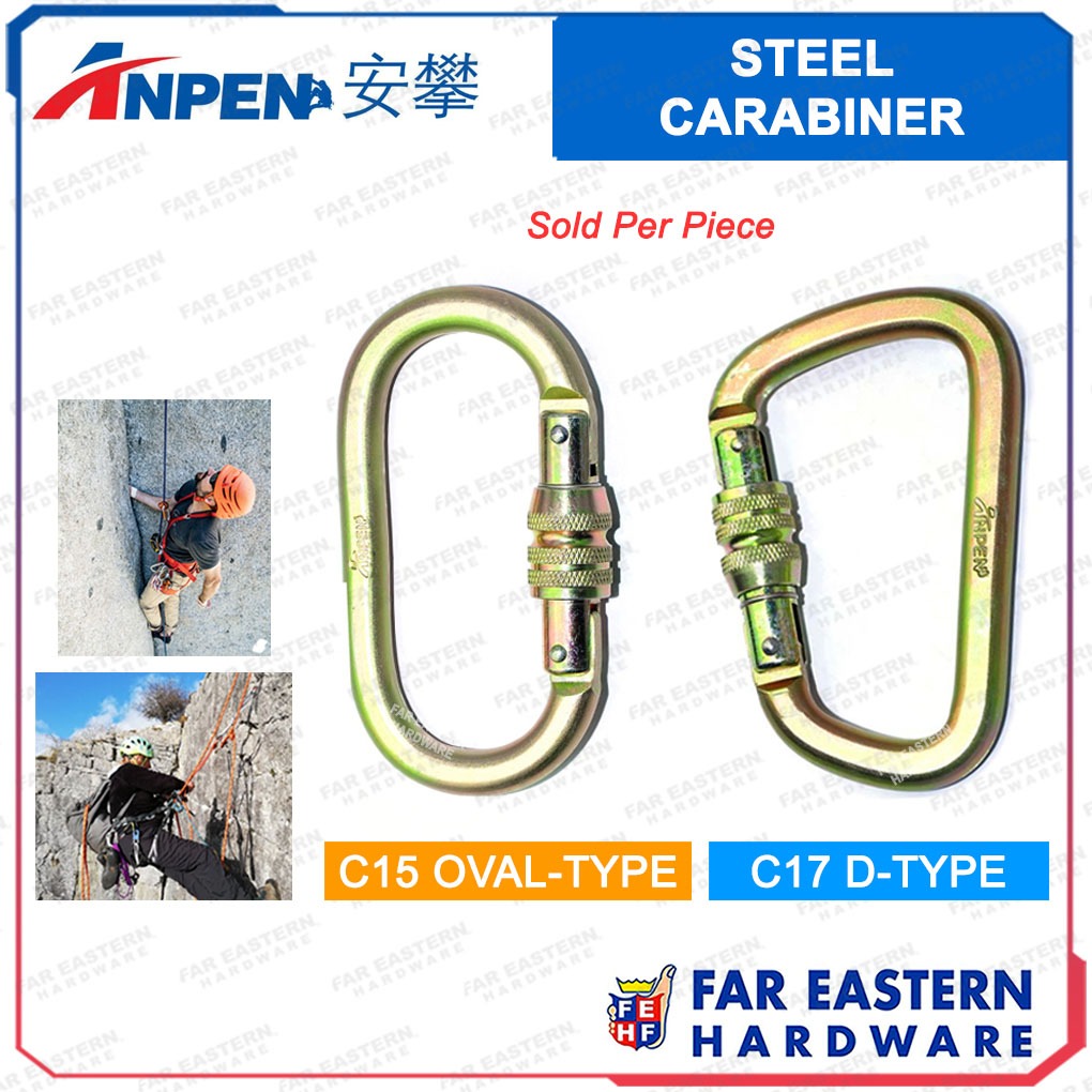 ANPEN Steel Carabiner Oval C15 | D Type C17 for Climbing / Hiking ...