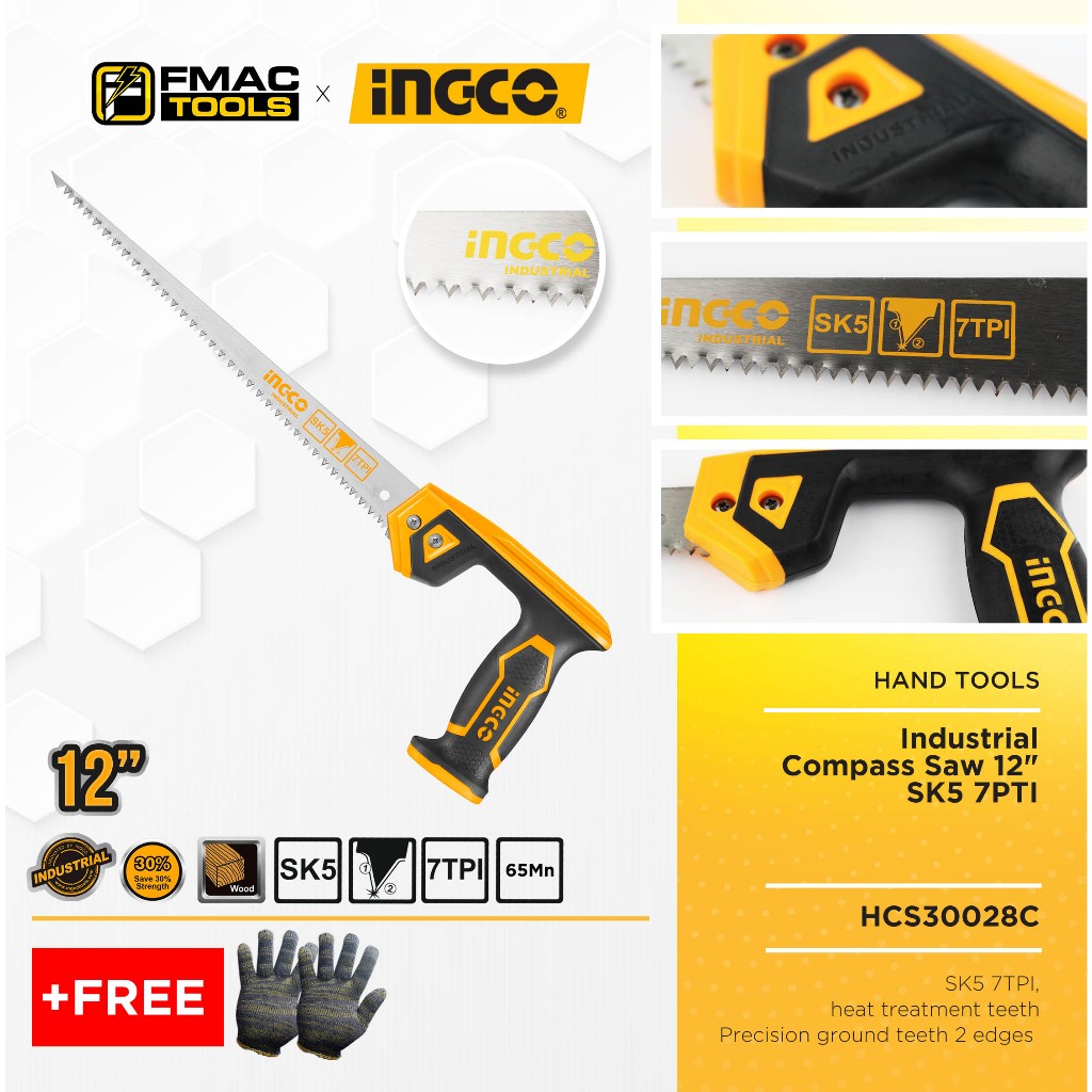 INGCO Industrial Compass Saw 12" SK5 7PTI HCS30028C + FREEBIES FMAC ...