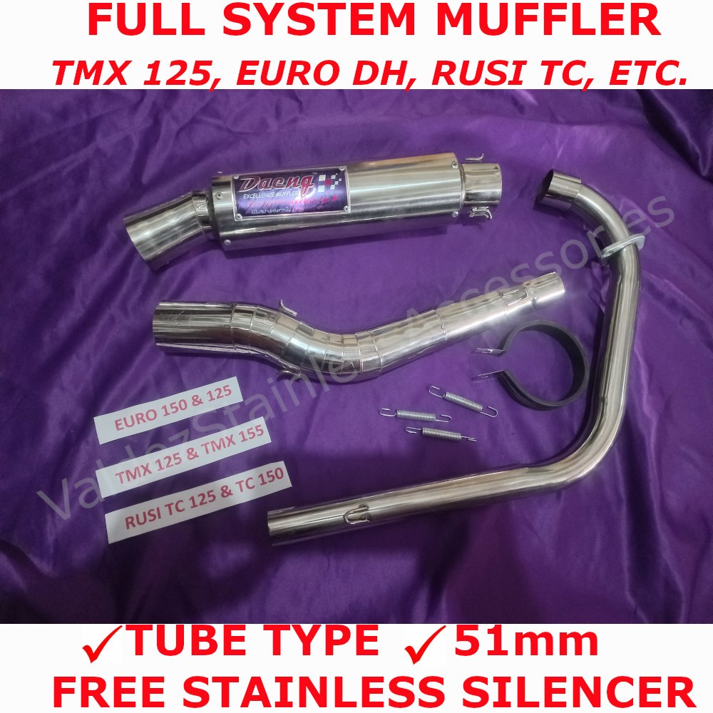 51mm DAENG, FULL SYSTEM MUFFLER, OPEN PIPE , TMX 125, TMX 155, RUSI TC ...