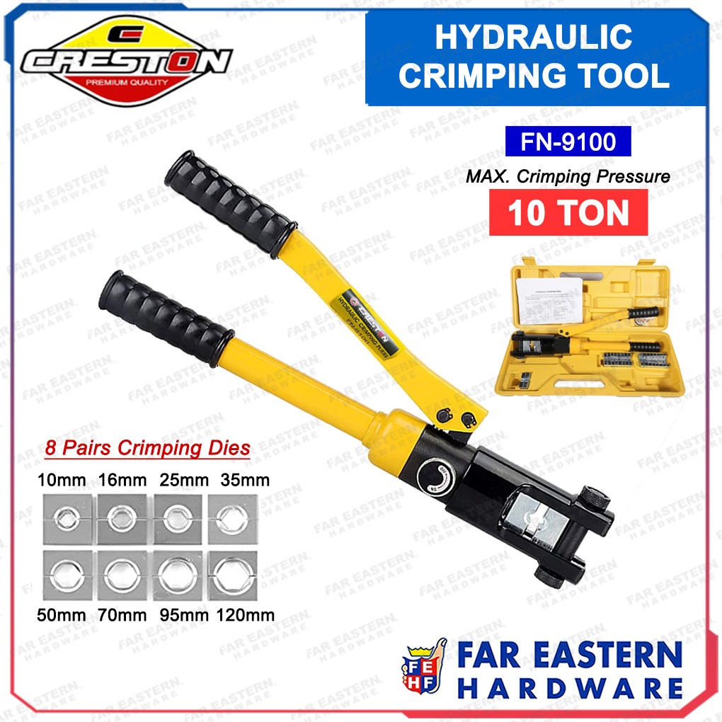 CRESTON Hydraulic Crimping Tool Pliers for Cable Lug Hand Operated 10mm ...
