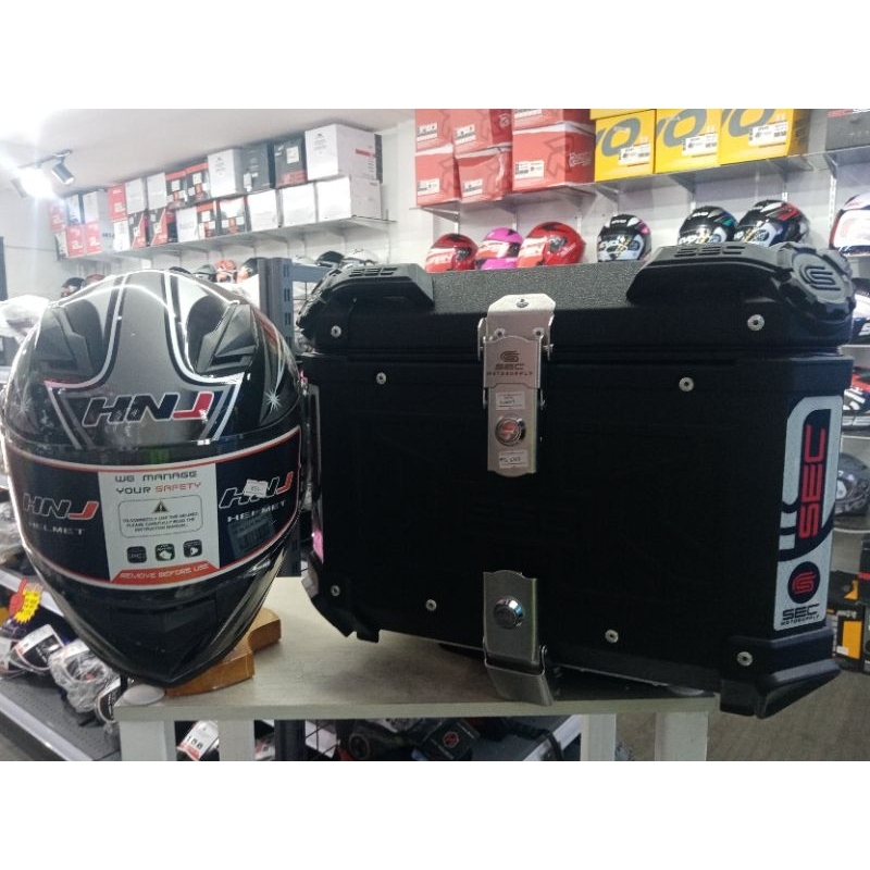 SEC GHOST Top Box (with free 1 HNJ Helmet), Anti Scratch, Alloy, 45L ...