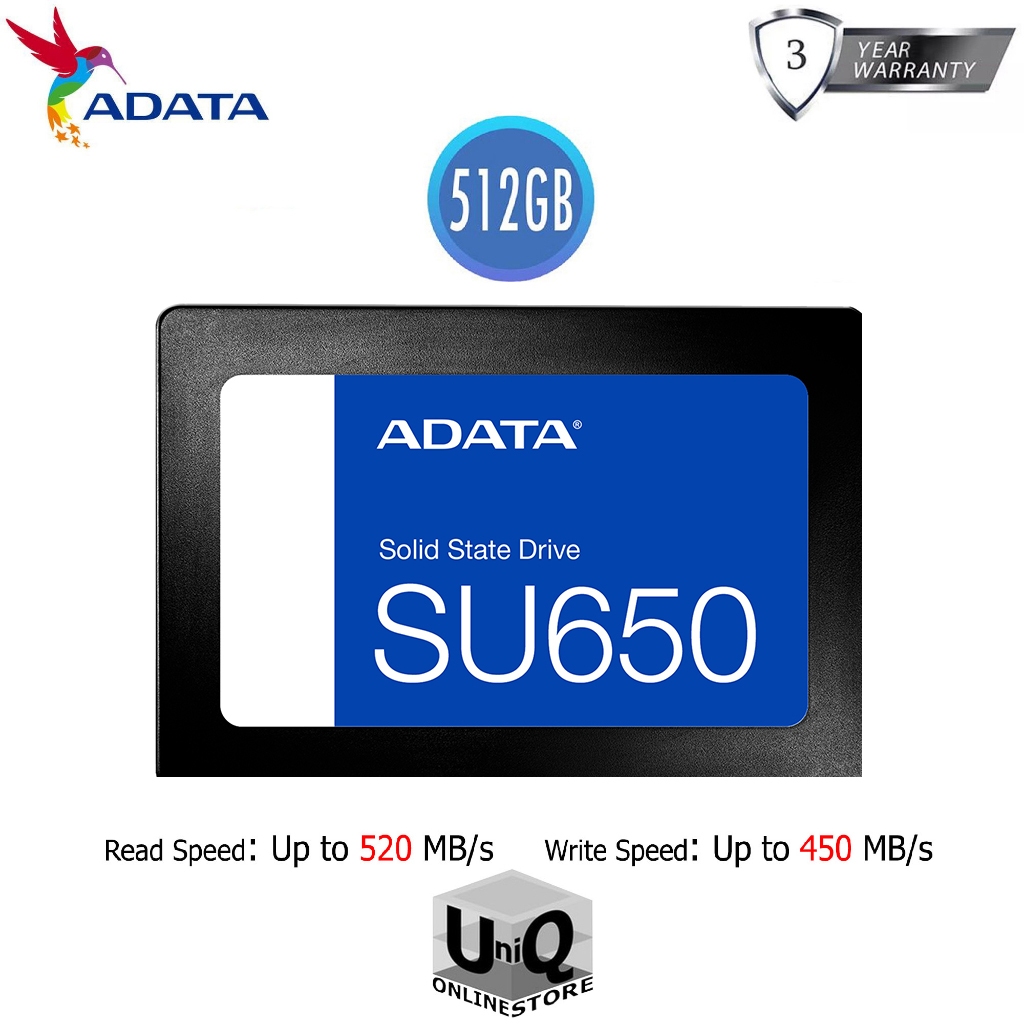 Adata 512Gb Internal Ssd (ASU650SS-512GT-R) Ultimate Su650 520Mb/s Seq ...
