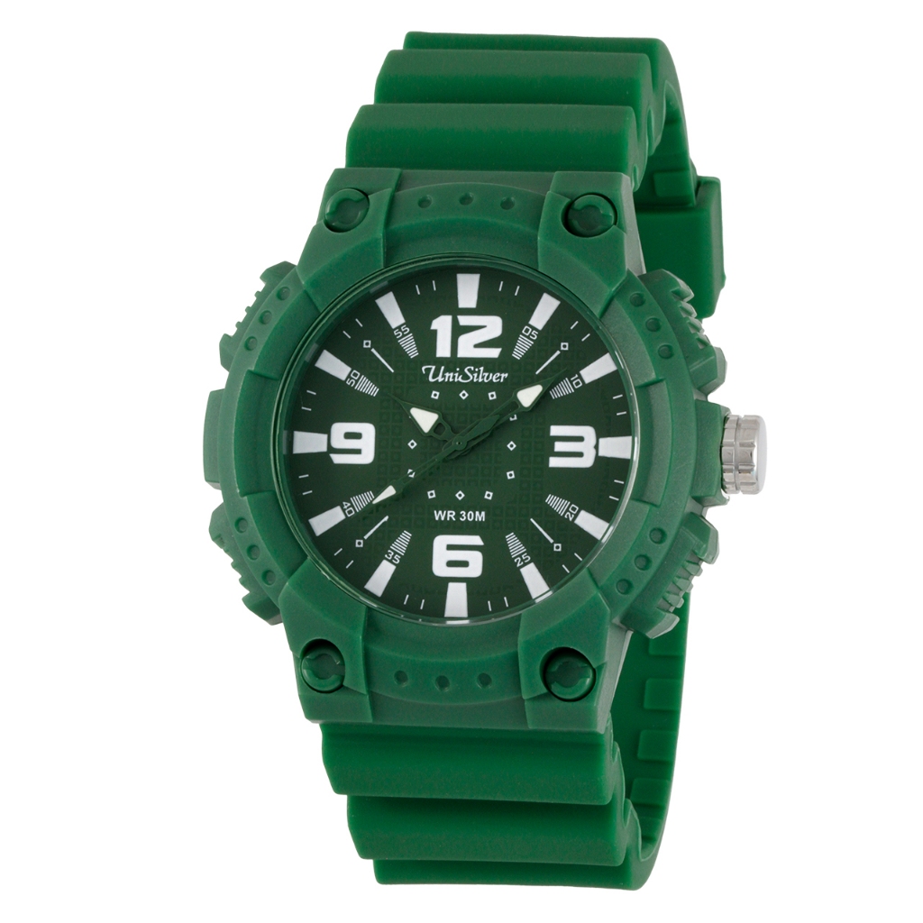 UniSilver TIME GIZMATICS Men's Jumbo Analog White/Dark Green Rubber ...
