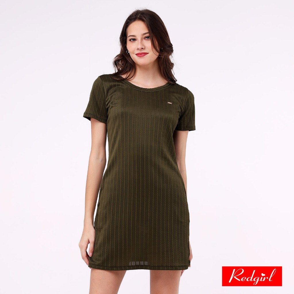 Red Girl Textured Rope Knits Short Sleeve Dress RST08-0067 | Shopee ...