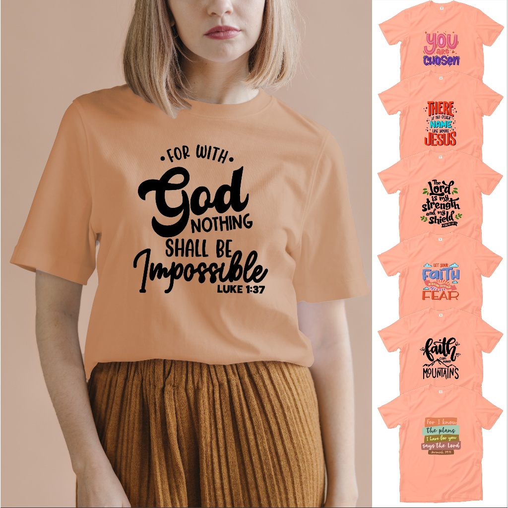 BFA Bible Verse Christian T Shirt PEACH Cotton Spandex Freesize Trendy ...