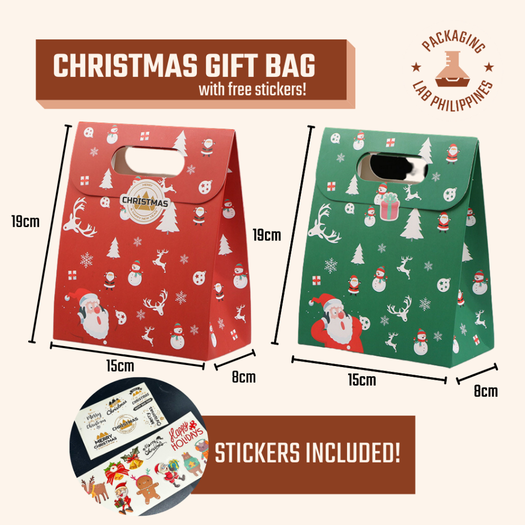 [10/50pcs] Christmas Gift Bag Paper Bag for Christmas Giveaway Lootbags ...