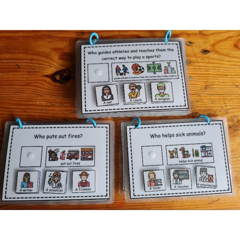 WH QUESTIONS COMMUNITY HELPER 28 PCS LAMINATED Flashcards WITH VELCRO ...