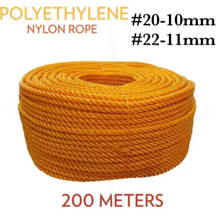 NYLON POLYETHYLENE ROPE #20 - 10mm, #22 - 11mm, (200 METERS) PER ROLL ...