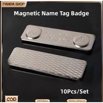 10pcs 45x13mm Magnetic Name Plate Metal Name Tag Adhesive Name Badge ...