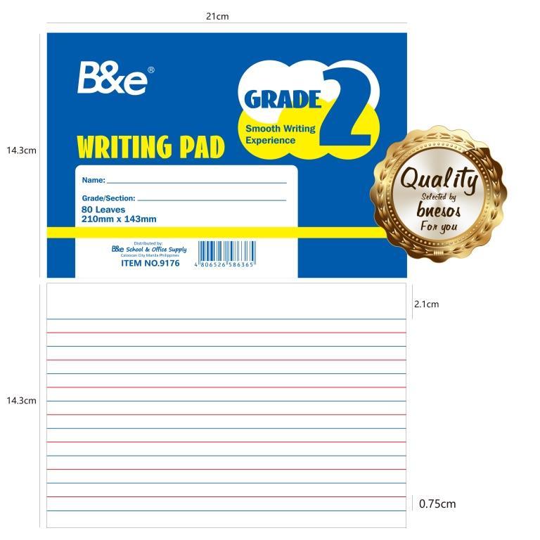 bnesos Stationary School Supplies Writing Pad Grade 1,2,3,4 Paper 80 ...