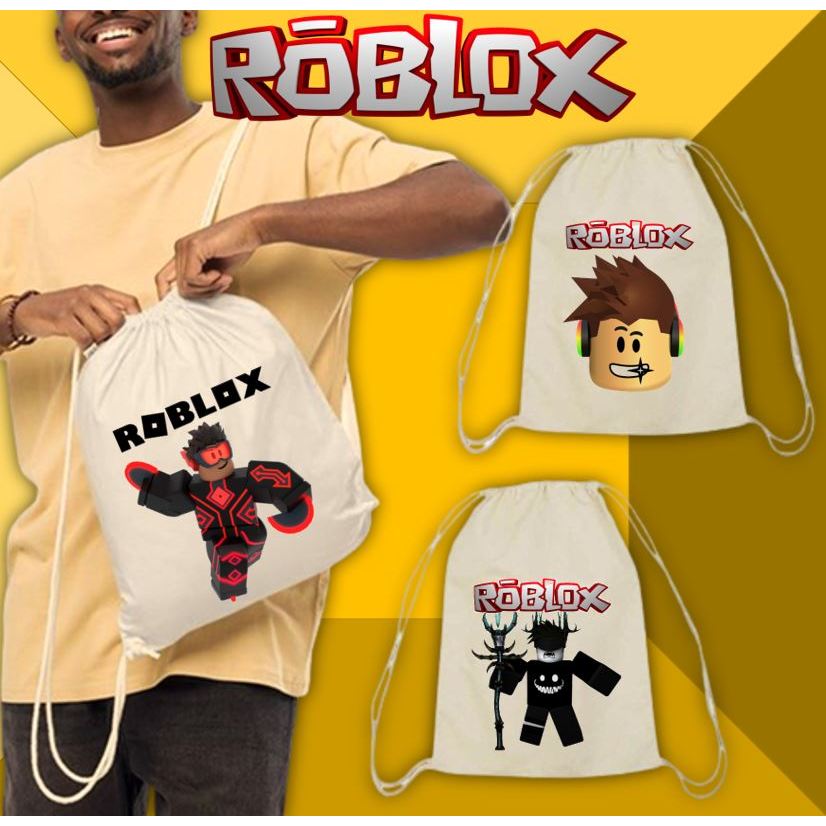 ROBLOX DRAWSTRING BAG CANVAS BAG / 13X15 INCHES PRINTED STRING BAG ...