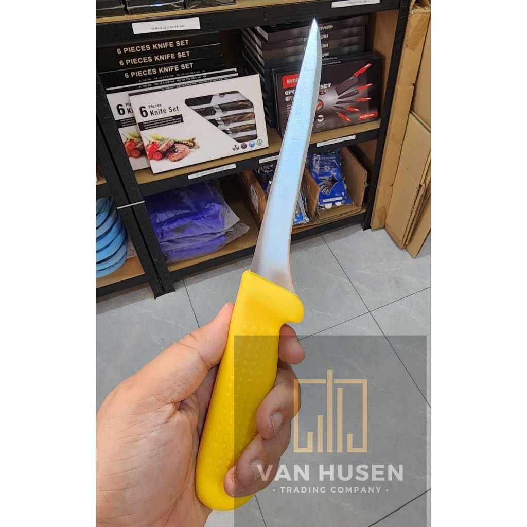 Yellow Boning Knife curved butcher knife 6 inches 3Cr15Mov German ...