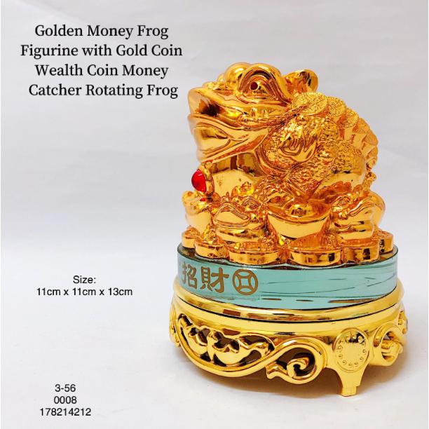 Feng Shui Golden Money Frog Figurine with Gold Coins Wealth Coin Money ...