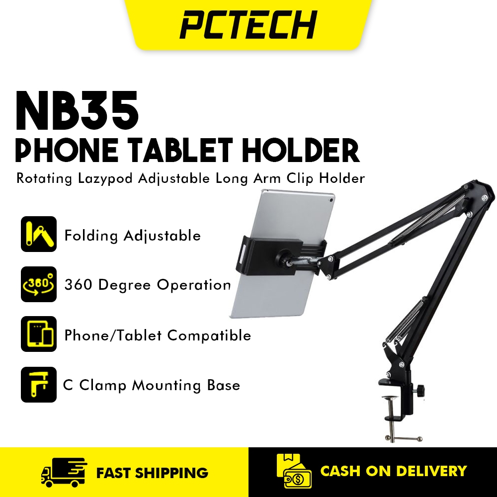 Popcorn NB35 Rotating Adjustable Long Arm Clip Phone Holder Fixed Lazy ...