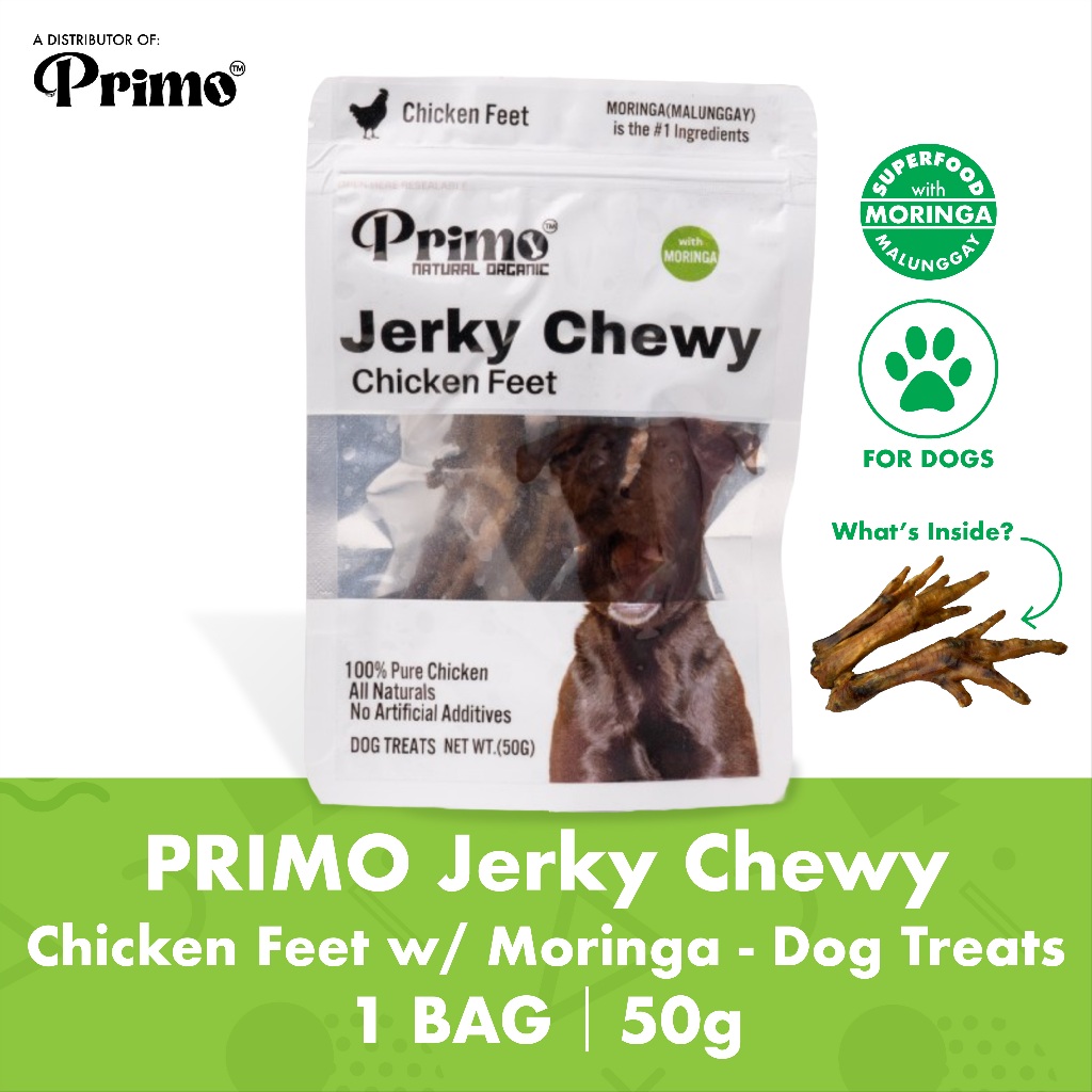 Primo Jerky Chewy - Dog Treats (Chicken Feet w/ Moringa) 50g | Shopee ...