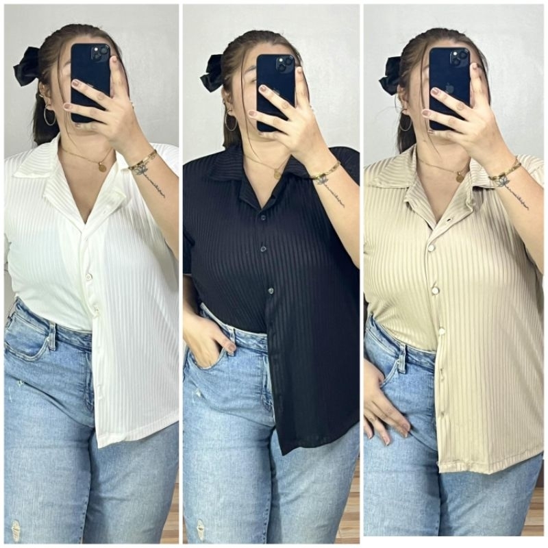 Bsapp : EMMA Polo Collar Blouse (Kasya Large-3xl) | Shopee Philippines
