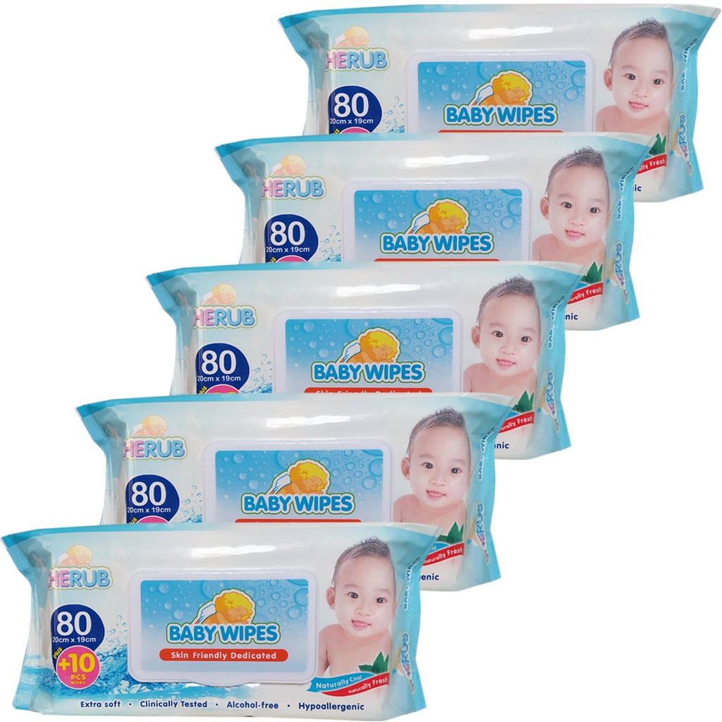 COD Set of 5 Cherub Baby Wipes 80+10 Sheets FREE! | Shopee Philippines