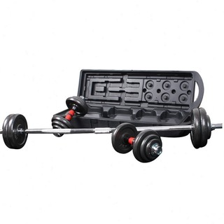 York Cast Iron Dumbbell Barbell Set 20/30/50 Kg W/ Long Bar And Plastic ...