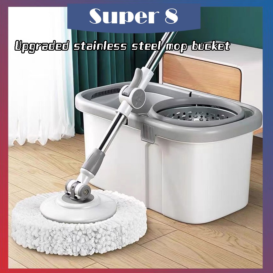 Mop With Spinner Stainless Steel Basket with Drain Cap Tornado Mop ...
