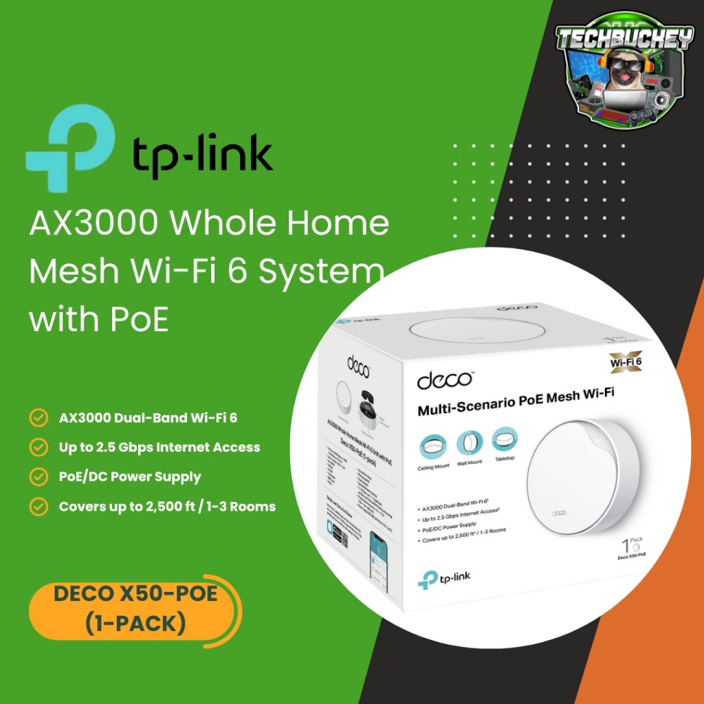 TP-Link Deco X50-POE (1-Pack) AX3000 Whole Home Mesh WiFi 6 System with ...