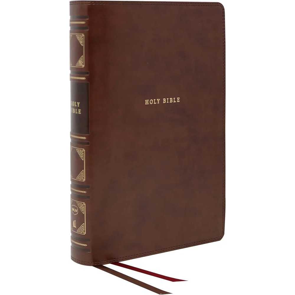 NKJV Reference Bible, Classic Verse-by-Verse, Center-Column, Leathersoft, Brown, Red Letter ...
