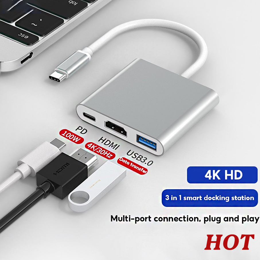 Type C to HDMI Adapter, Type c OTG 3 in 1 Hub, 4k HDMI & PD Fast ...