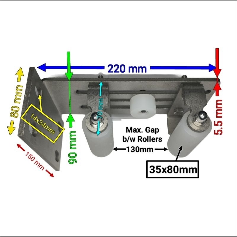 maxville.ph Stainless 304 Sliding Gate End Catcher with Nylon Rollers ...