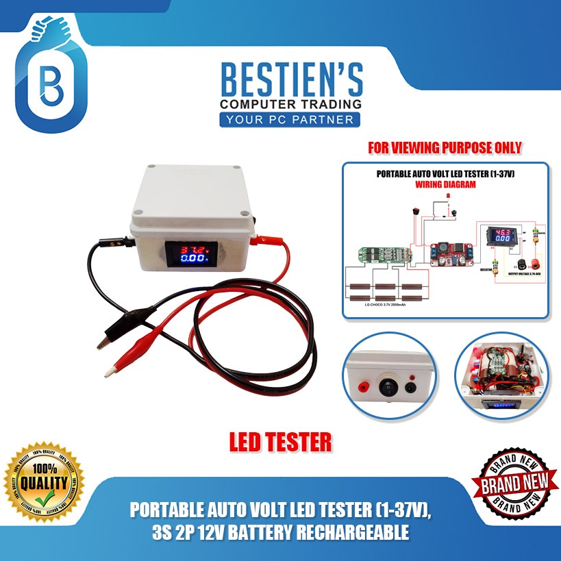 PORTABLE AUTO VOLT LED TESTER (1-37V), 3S 2P 12V BATTERY RECHARGEABLE ...