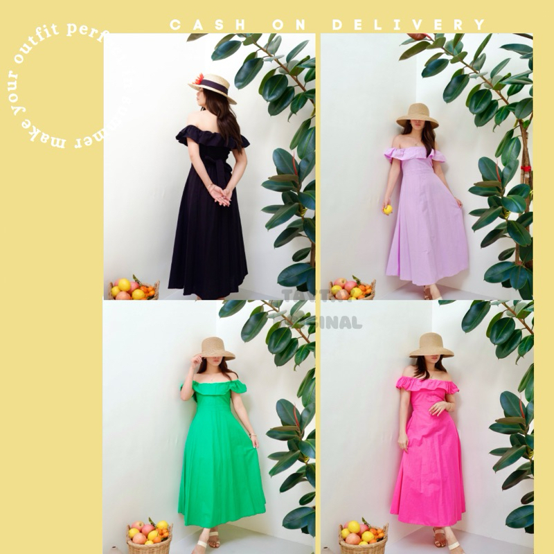 Off Shoulder Self Tie Maxi Dress Taytayoriginal Shopee Philippines
