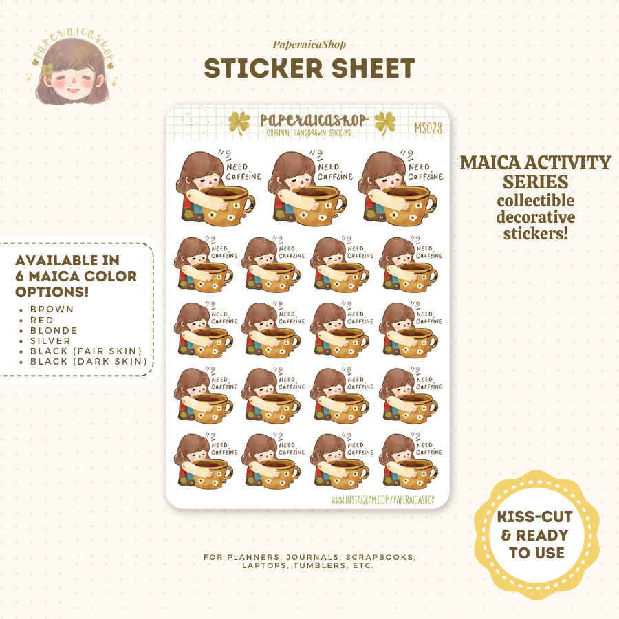 Need Caffeine, Coffee Stickers, Cute Coffee Girl Stickers, Cofee Lover ...