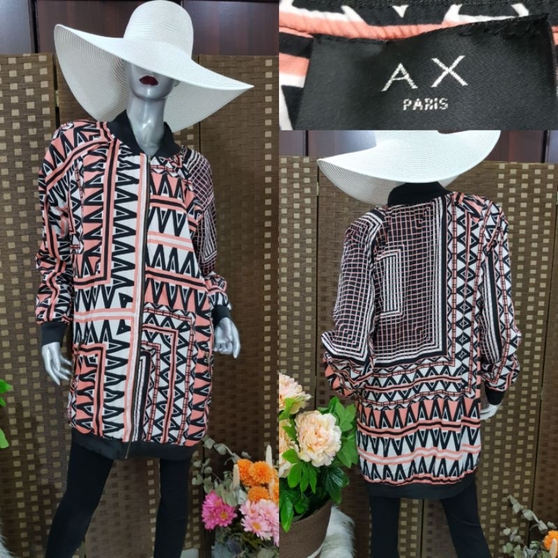 AX PARIS zig zag printed bomber jacket | Shopee Philippines