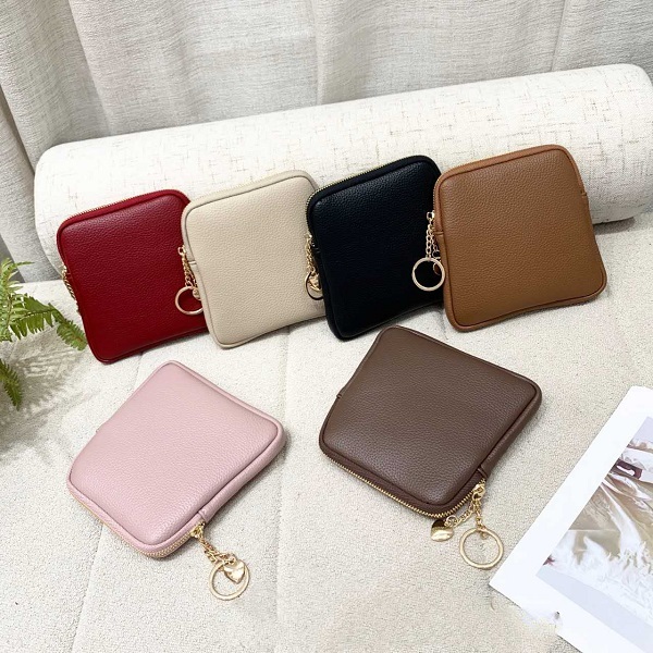 Square Pouch Wallet Soft Leather Big Cosmetics Coin Purse Women's ...