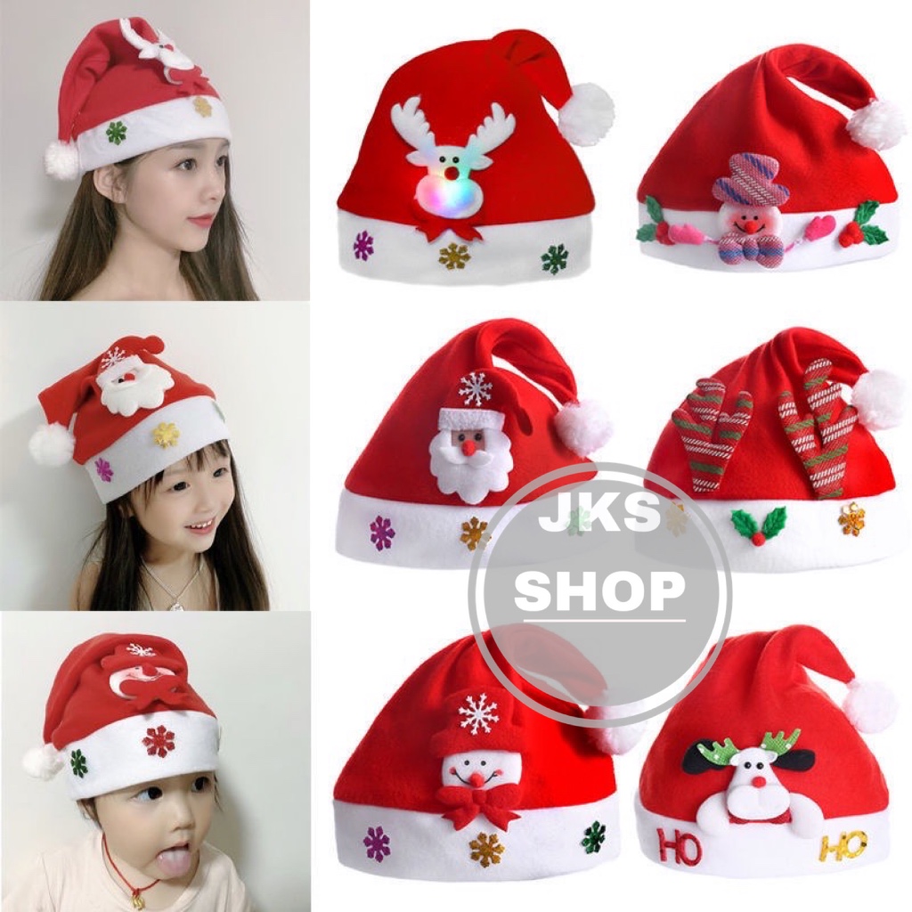 Jks Merry Christmas Hat Light Up LED New Year Navidad Cap Snowman ElK ...