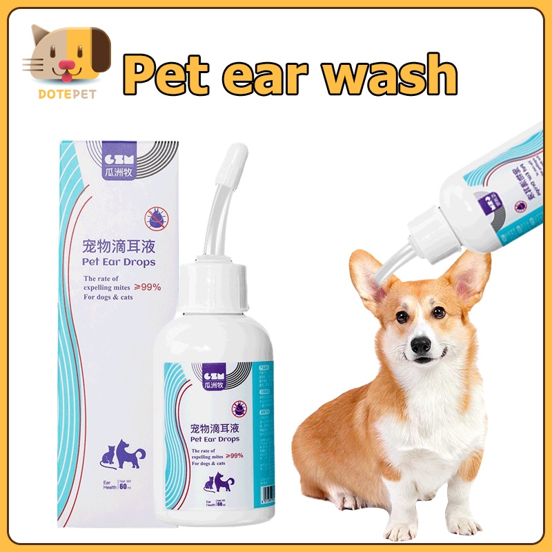 120ml Pet Ear Cleaner drops Cat Dog Mites Odor Removal Ear Drops ...