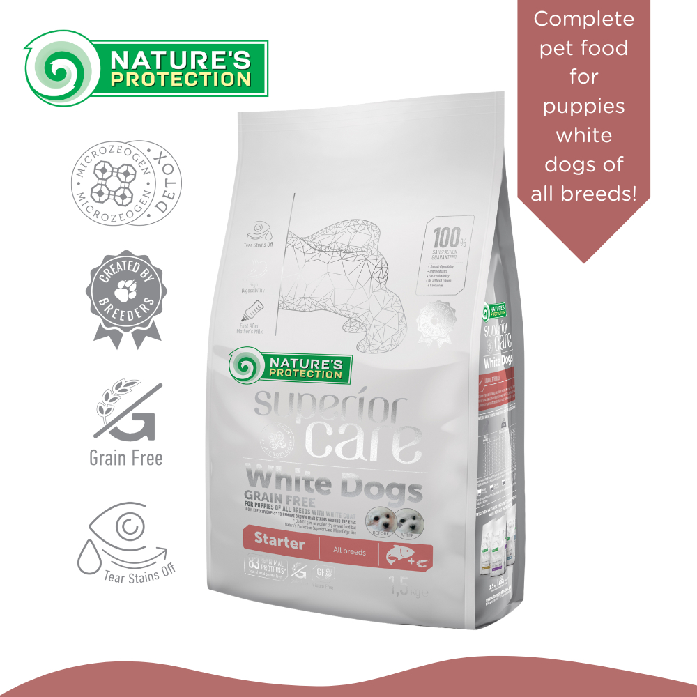 Nature's Protection White Dogs Starter All Breed, SALMON - Small ...