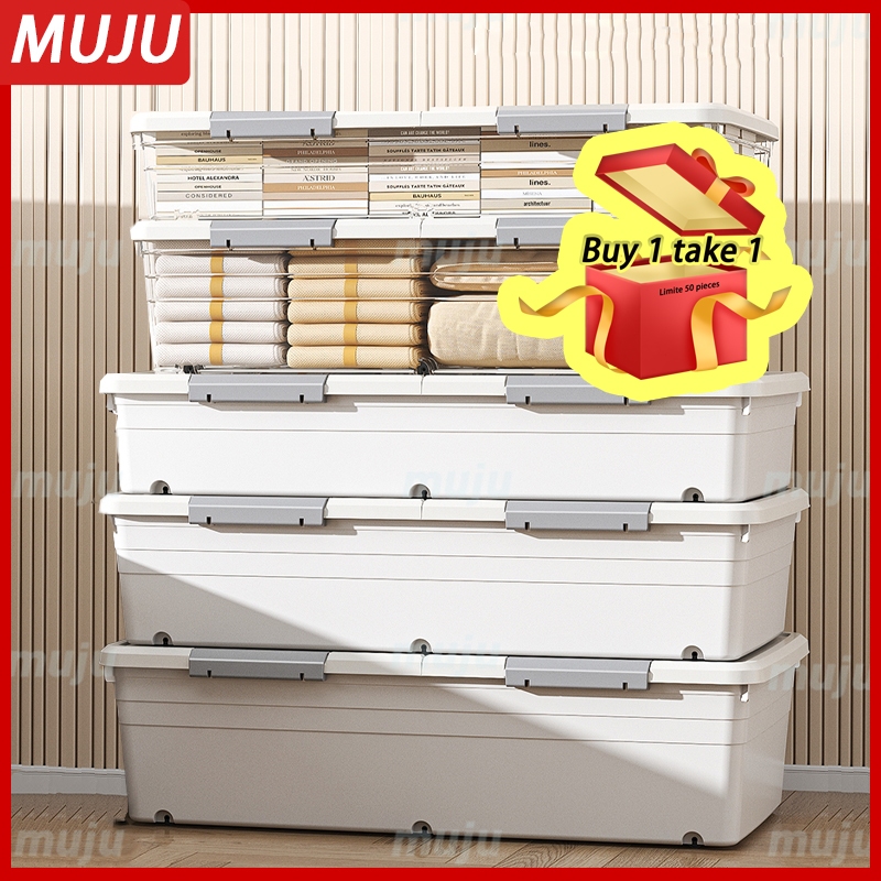 MUJU Storage Box Under The Bed With Wheels Oversize Plastic Bin ...
