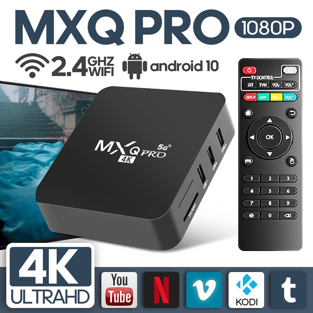 Intelper MXQ PRO Smart TV Box 4K HD 8+128GB 2.4GHz/5G WiFi Support ...