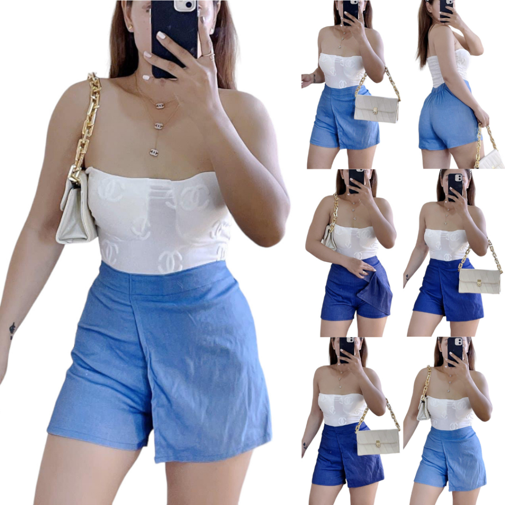 GC Denim Stretch High Waist Skort (Short/Skirt) | Denim Trendy Korean ...