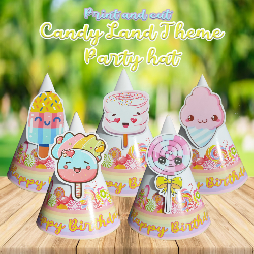 Candy Land theme party hat with name and age | Shopee Philippines