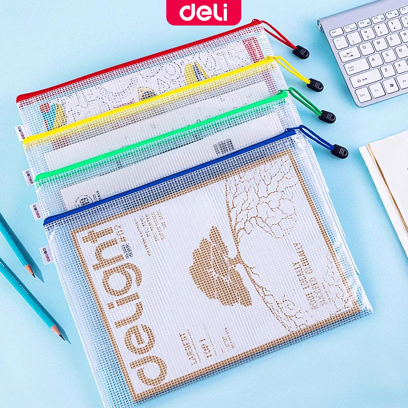 Deli A4 Zip Bag Transparent Document Folder Plastic Waterproof ...