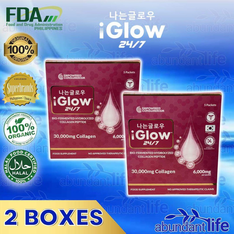 2 BOXES iGLOW 24/7 30000MG COLLAGEN ORIGINAL | Shopee Philippines